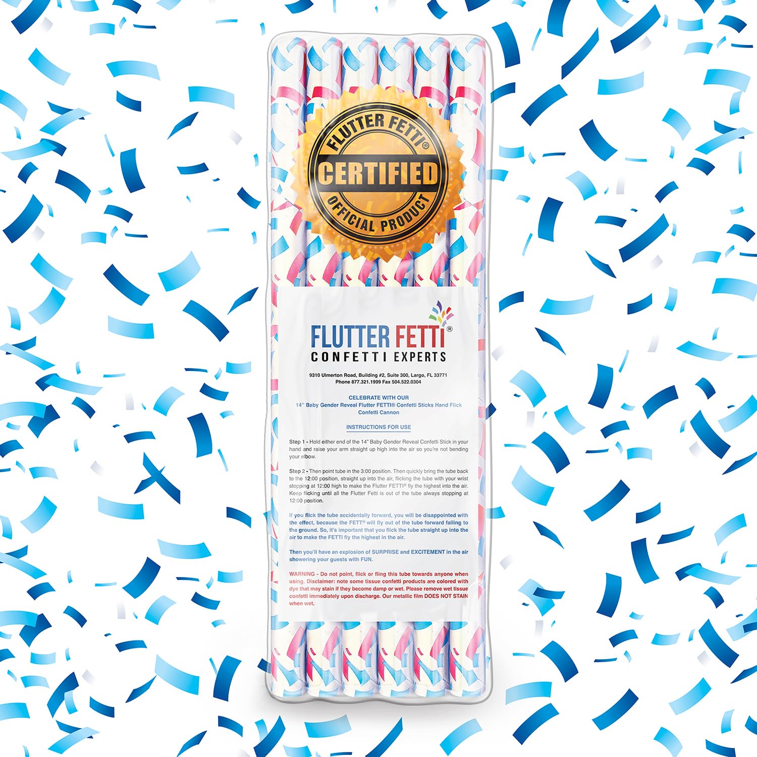 Amazon.com: Flutter FETTI® 6 Pack Gender Reveal Blue Confetti Cannons for Baby Boy - 14" Gender ...