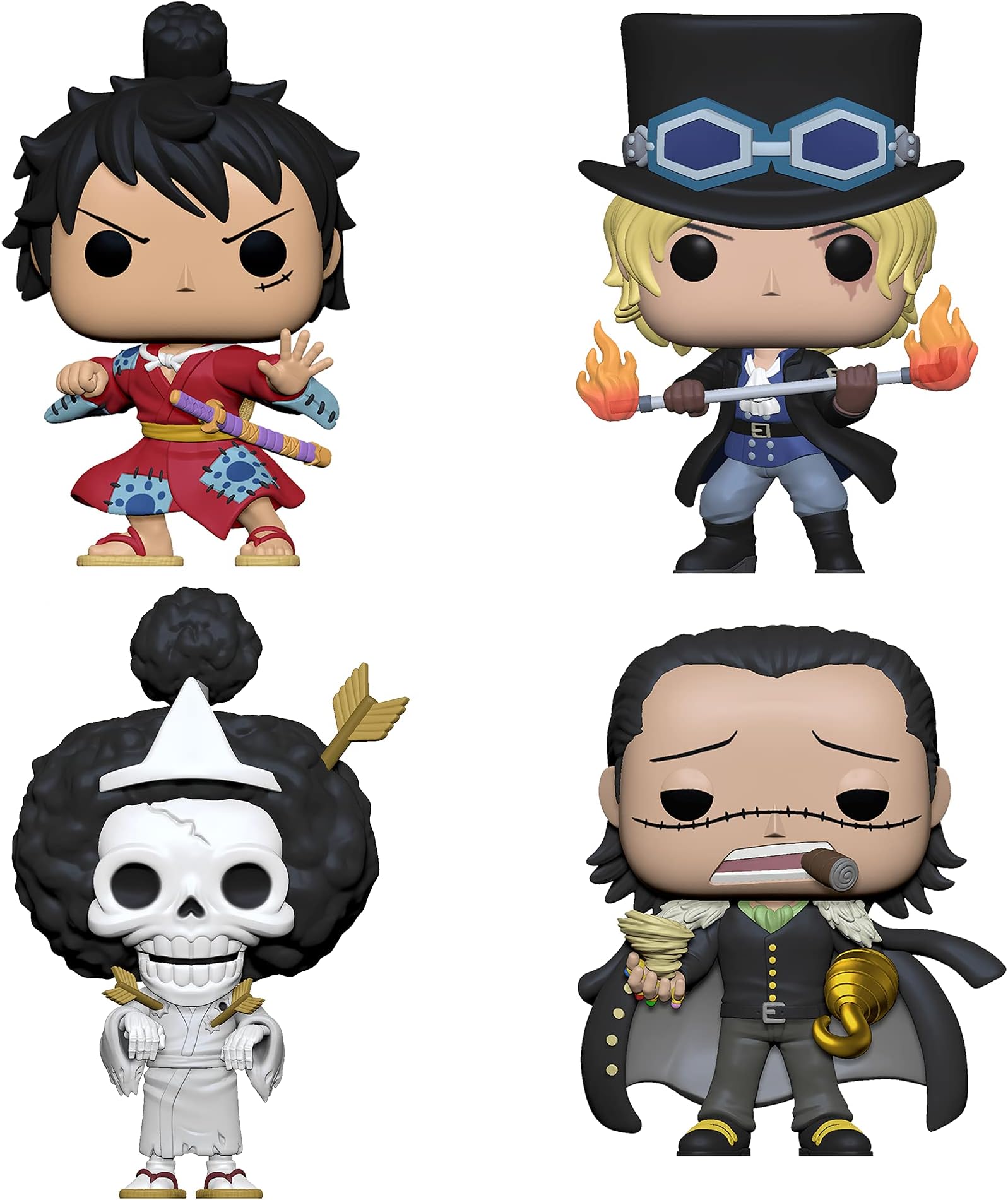 Amazon.com: Funko Pop! Anime One Piece Set of 4: Sabo, Crocodile, Brook ...