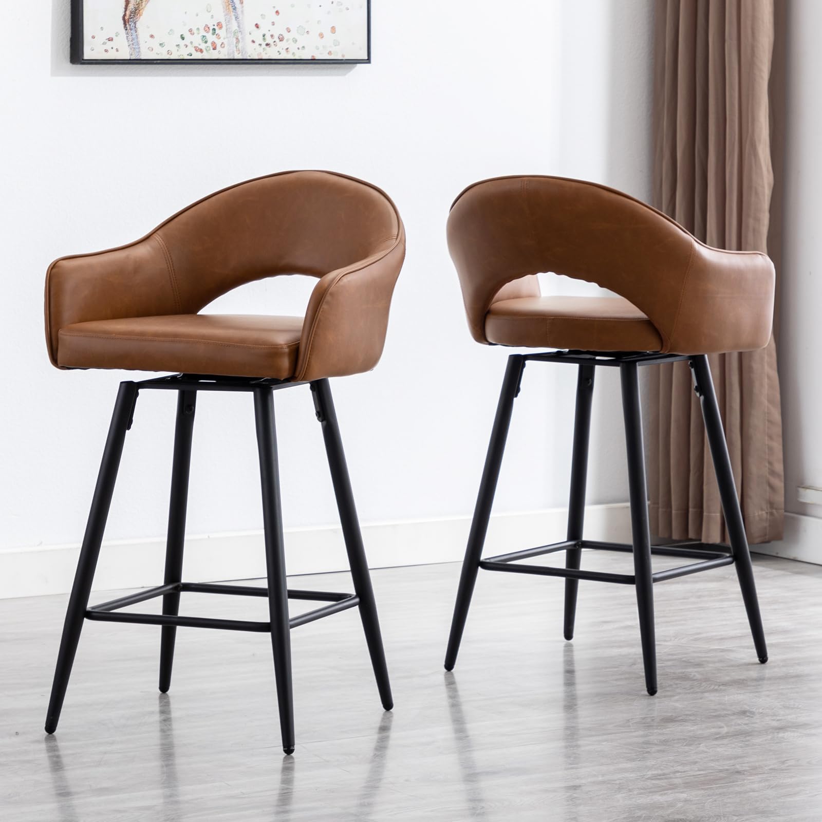 chairus Swivel Breakfast Bar Stools with Legs Set of 2 PU Leather ...