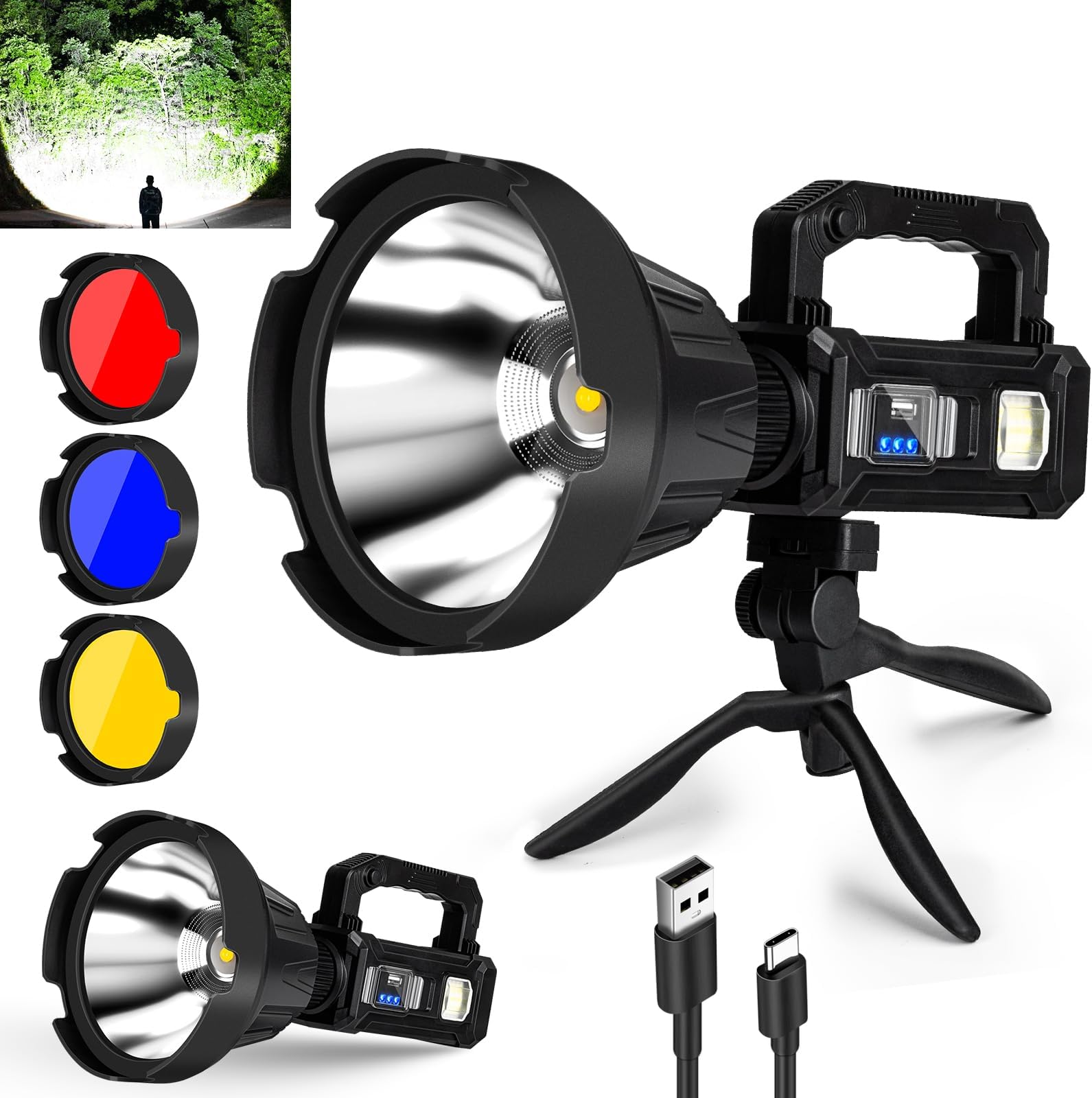 Rechargeable Spotlight Flashlight, 990,000 Lumen Super Bright Led ...