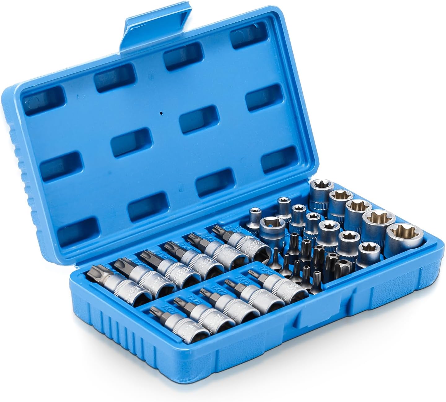 GEARCELL 34PCS Torx Socket Set, Female E Torx Star Socket Set E4-E20 ...