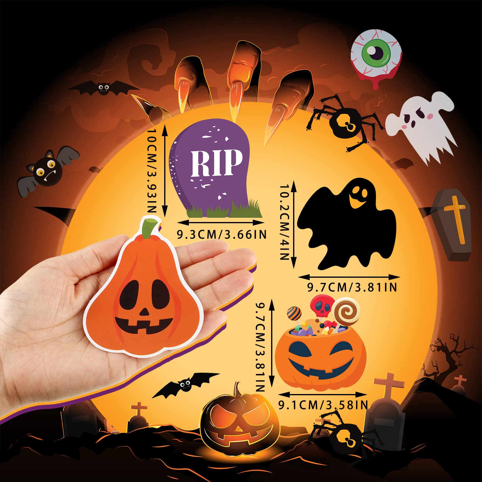 Snapklik.com : 124 Pcs Colorful Halloween Cut Outs Halloween Classroom ...
