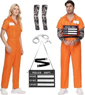 Amazon.com: Candyhouse Prisoner Costume Orange Jumpsuit Costume for ...