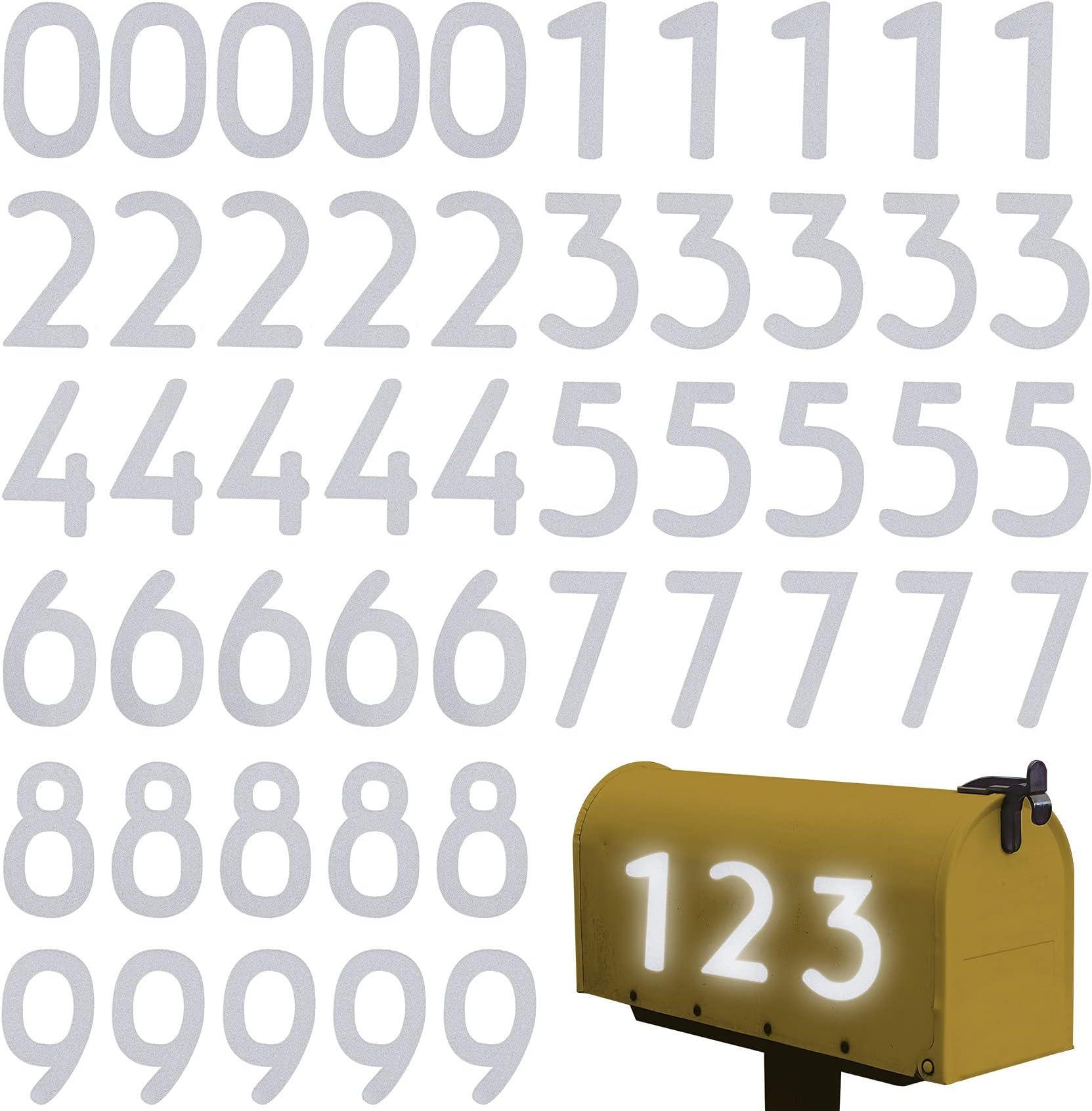 Amazon.com: Restoo 50 PCS Reflective Mailbox Numbers Sticker for ...