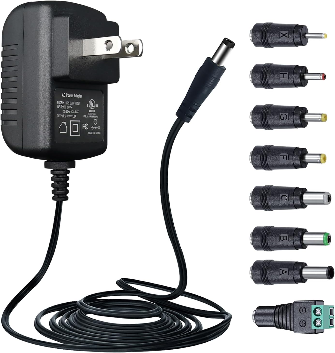 Amazon.com: UL Listed 6V 1A 6ft Power Supply Adapter with 8 Tips, DC ...