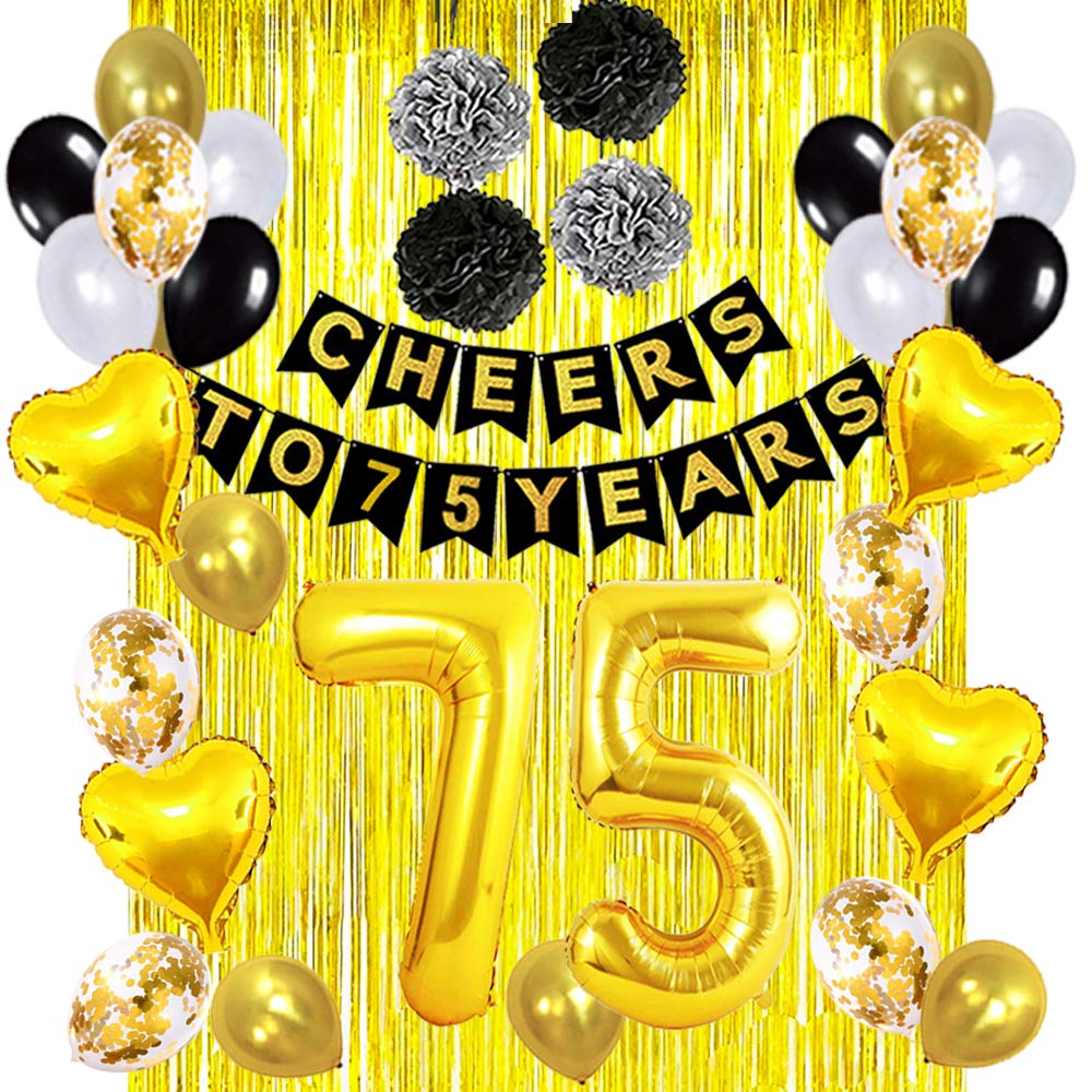 Buy Cheers 75th Birthday Decorations 75 Number Balloons Cheers to 75 ...