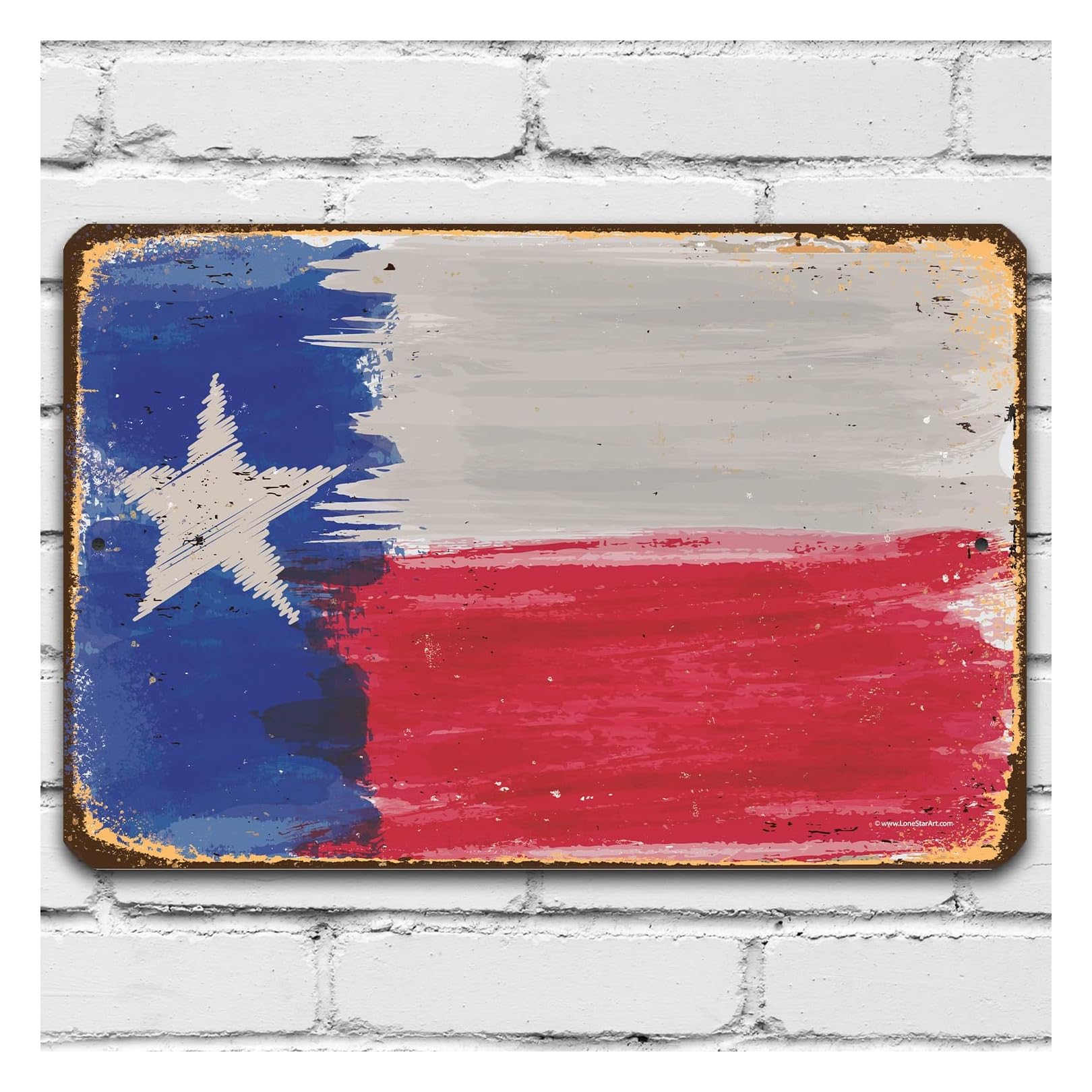 Red Metal Texas Sign Pole Chairish