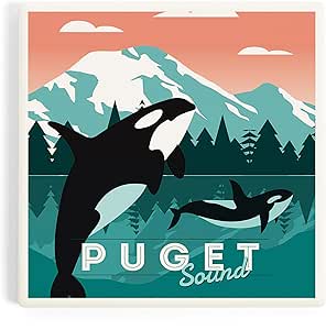 Amazon.com: Puget Sound, Orca Whale and Calf, Go Freestyle (Absorbent ...