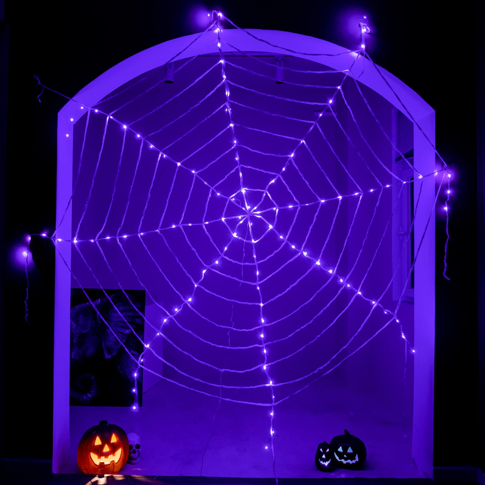 Snapklik.com : Light Up Lighted Spider Web 12 Ft 120 LED Halloween ...