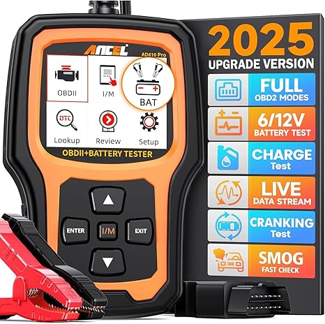 ANCEL AD410 Pro 2-in-1 OBD2 Scanner and Battery Tester, OBD II Scanner ...