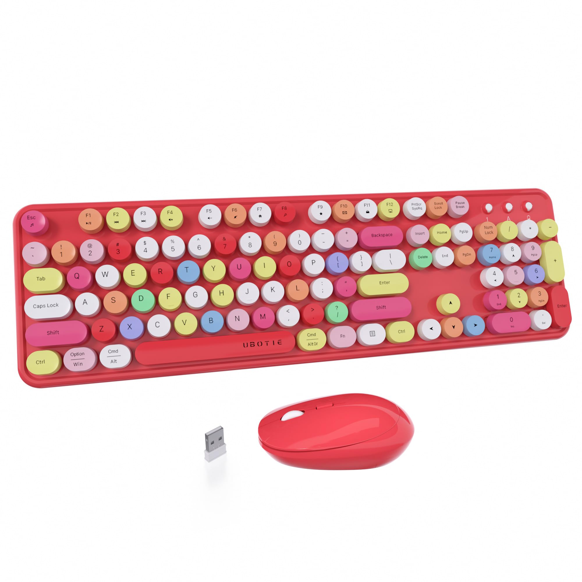 Amazon.com: UBOTIE Colorful Computer Wireless Keyboard Mouse Combos ...