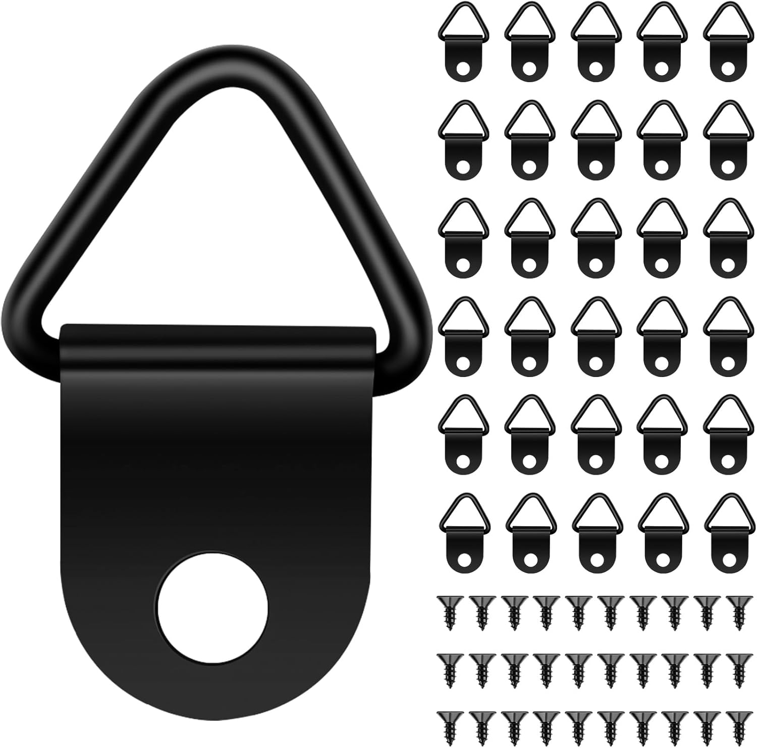 Caianwin 30Pcs D Ring Picture Hangers Triangle Hooks with Screws Small ...