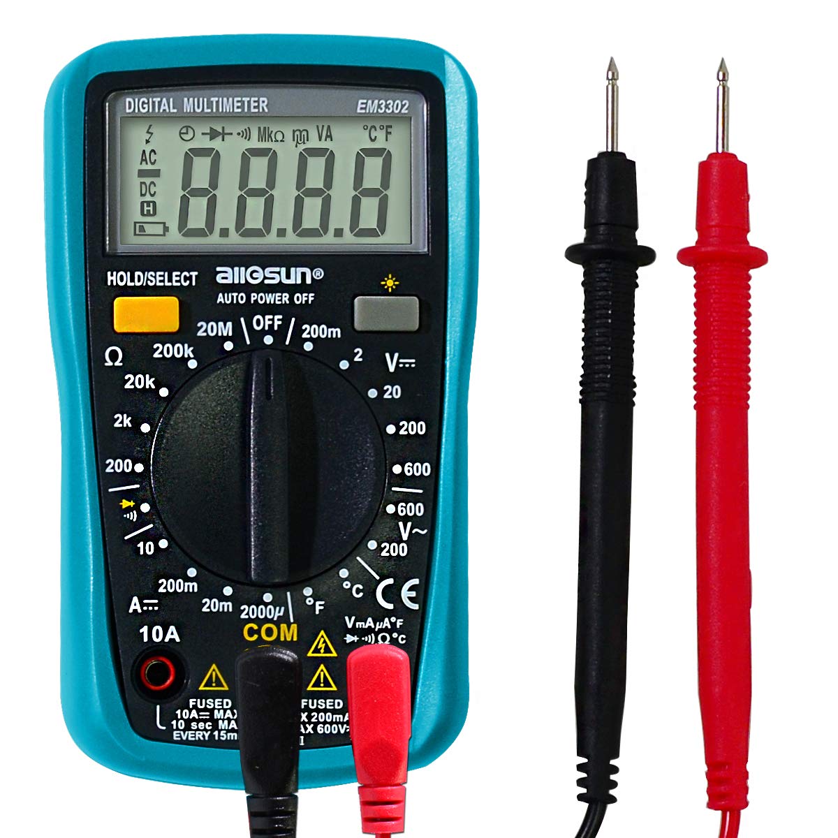 ALLOSUN Digital Multimeter Automotive Multimeter Thermometer 1999 ...