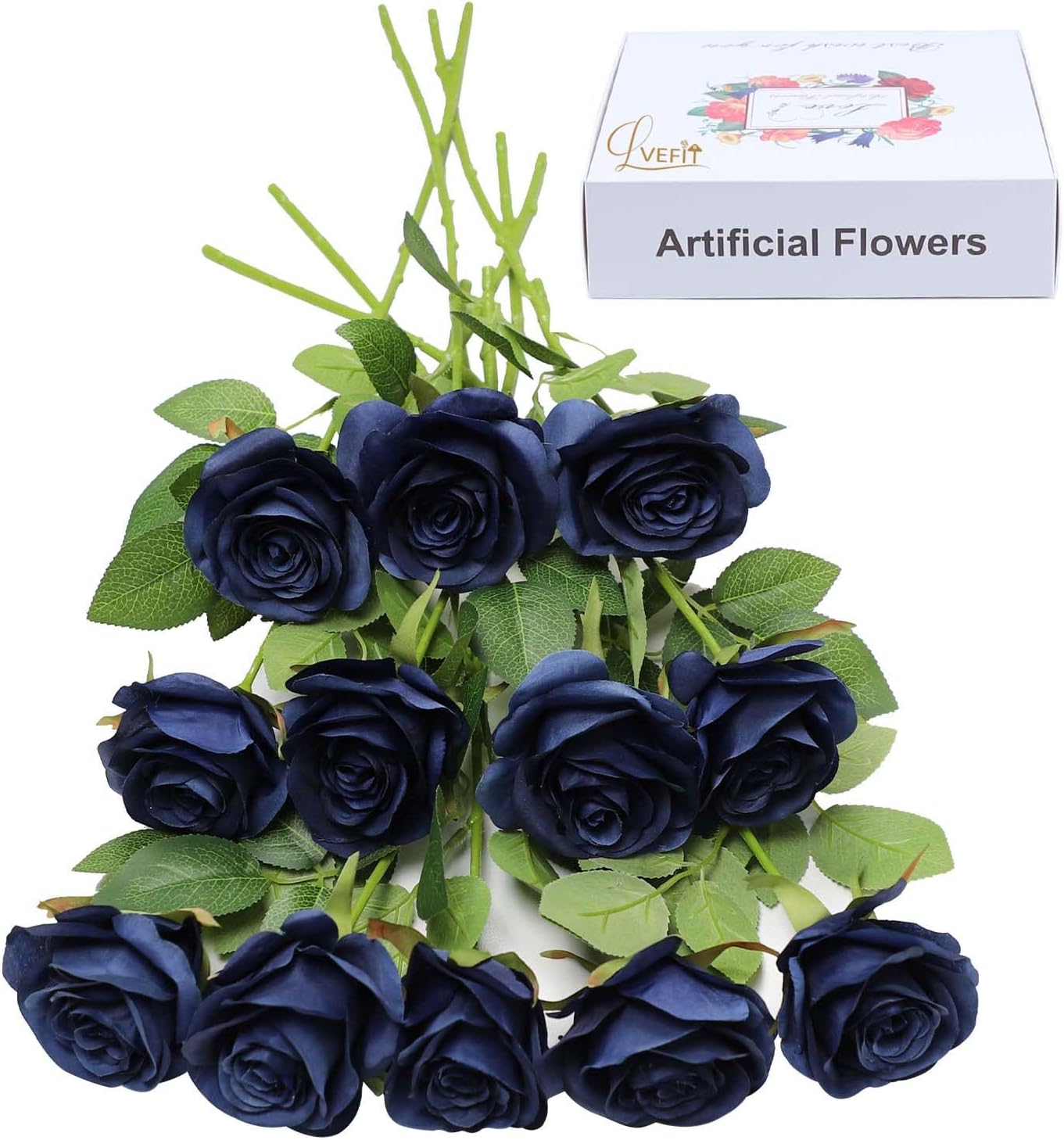 Amazon.com: LVEFIT Artificial Rose Flower Navy Blue Flowers Navy Blue ...