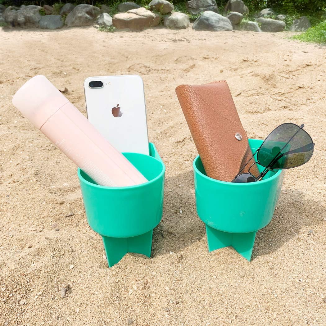 Amazon.com: Beach Cup Holder, Beach Vacation Accessories, Sand Coasters ...