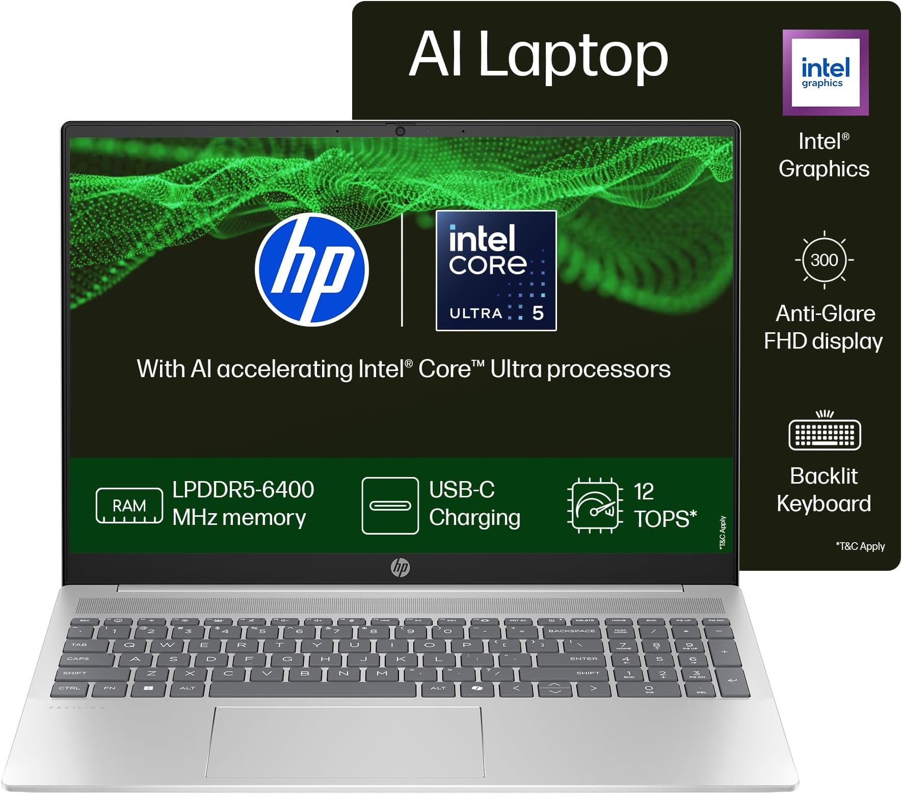 HP Pavilion, Intel Core Ultra 5-125U Ai Powered Laptop (16GB RAM, 512GB ...
