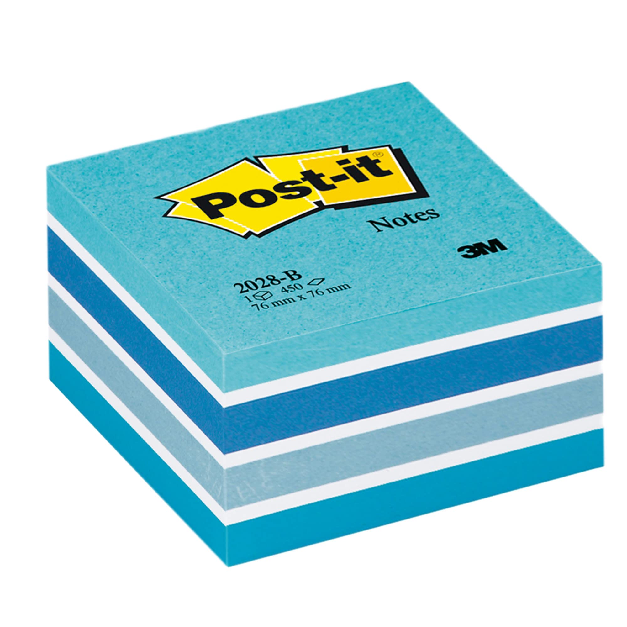 Post-it Notes Cube, Pastel Blue, 1 Pad, 76 mm x 76 mm, 450 Sheets ...