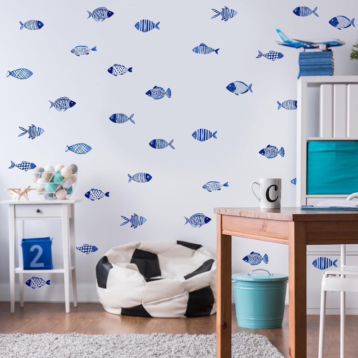 Amazon.com: Blue Ocean Fish Wall Decals,Under The Sea Fish Wall Art ...