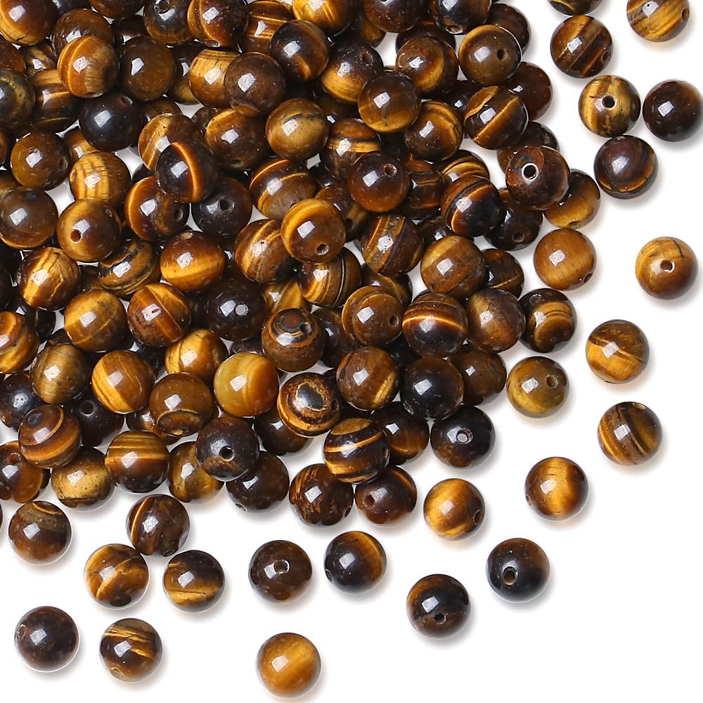 Amazon.com: DUQGUHO Tiger Eye Beads 8mm Natural Crystal Brown Beads ...