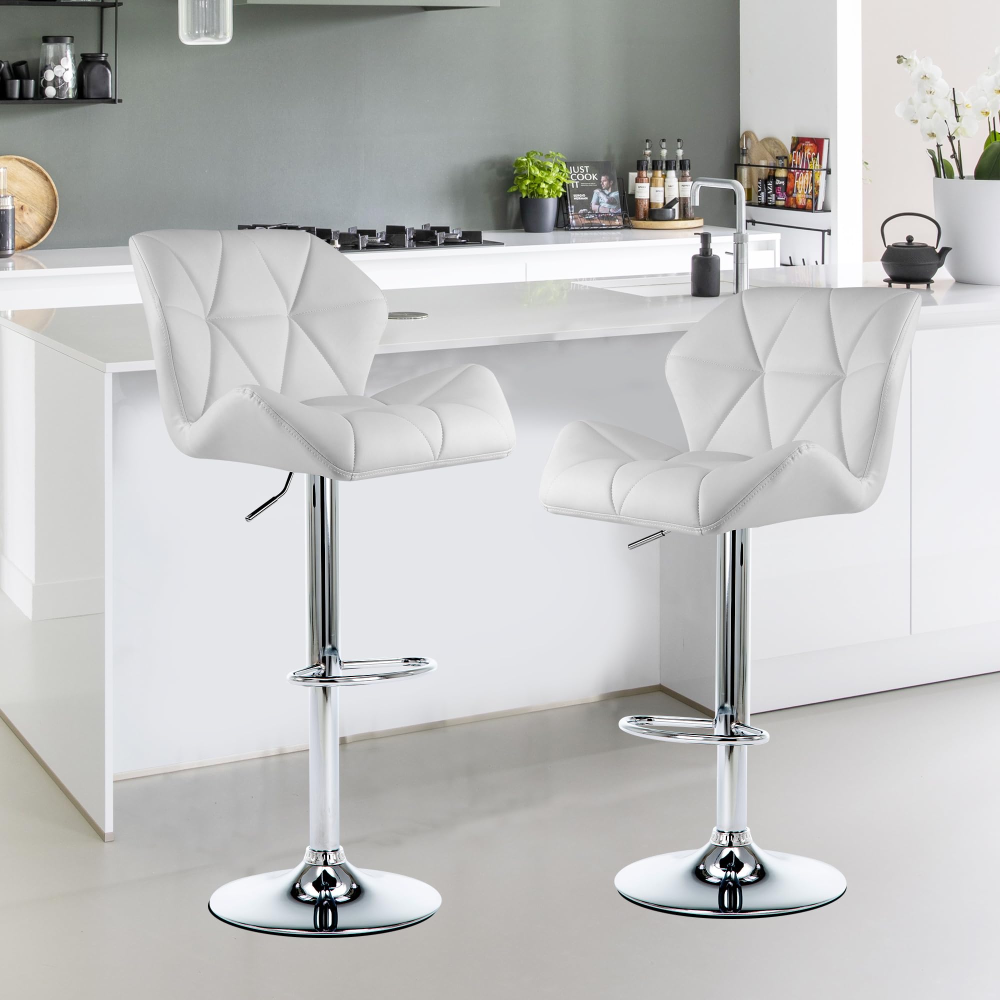 Snapklik.com : NOBPEINT Shell Back Adjustable Swivel Bar Stools