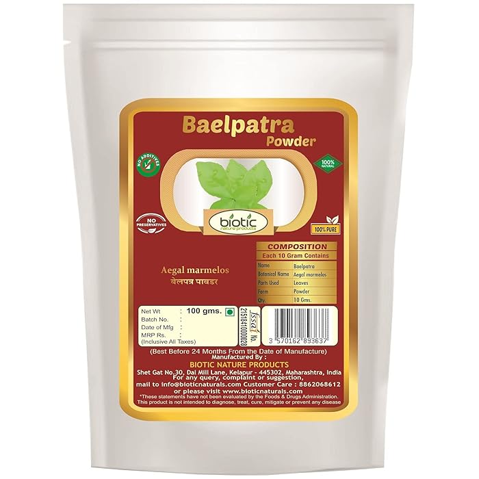 Buy Biotic Belpatra Powder (Aegal marmelos) Bel Patra, Bael Leaf, Bel ...