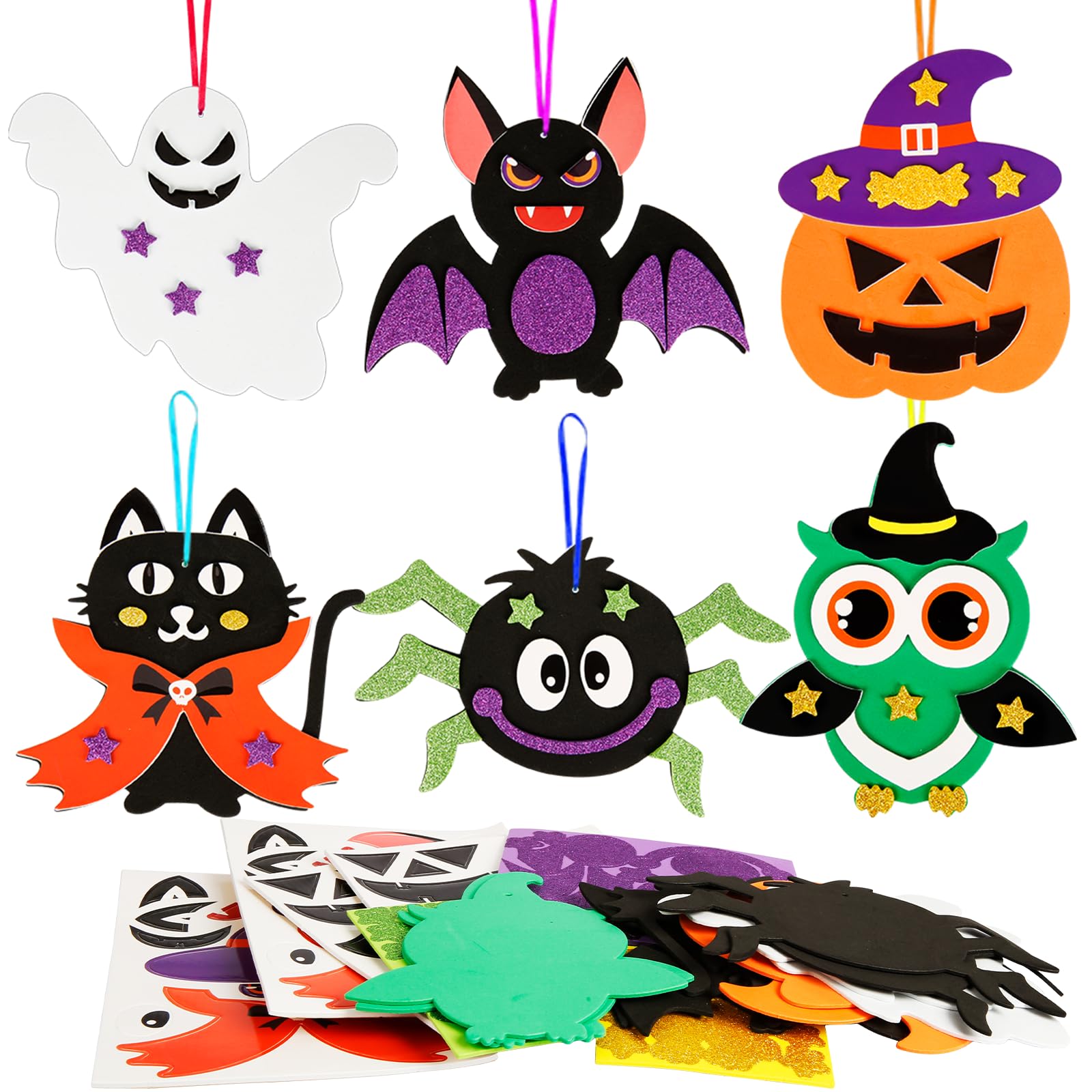 LAMEK 12 Pack Halloween Craft Kit for Kids Make You Own Halloween Foam ...