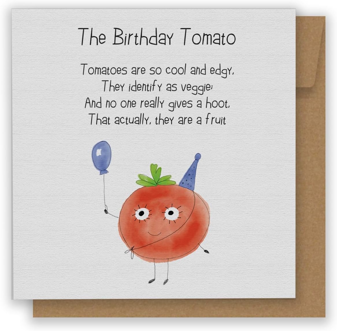 Jolly Good Birthday Card - Tomato, with funny rhyme, printed on 100% ...