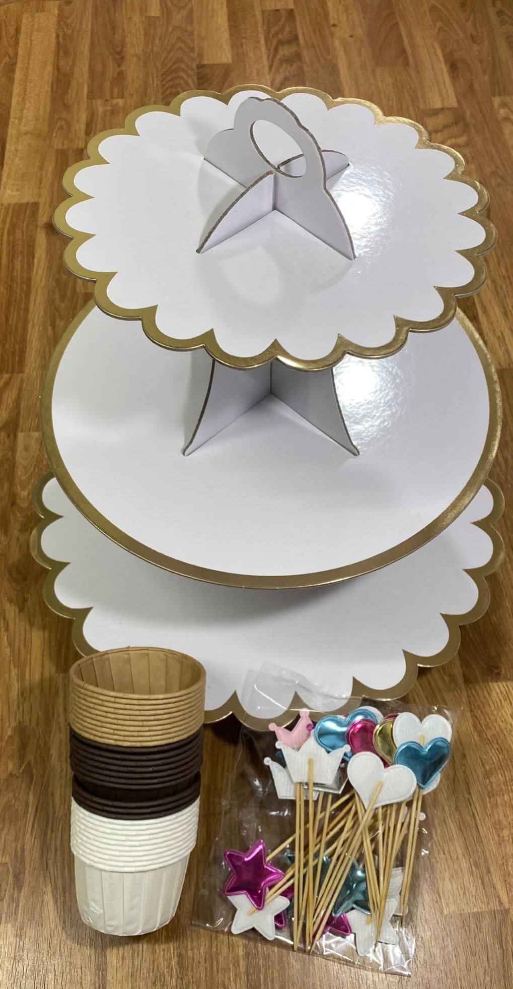 zarbenva Cupcake Stand 3-Tier Cake Stand cardboard With 30 Cupcake ...