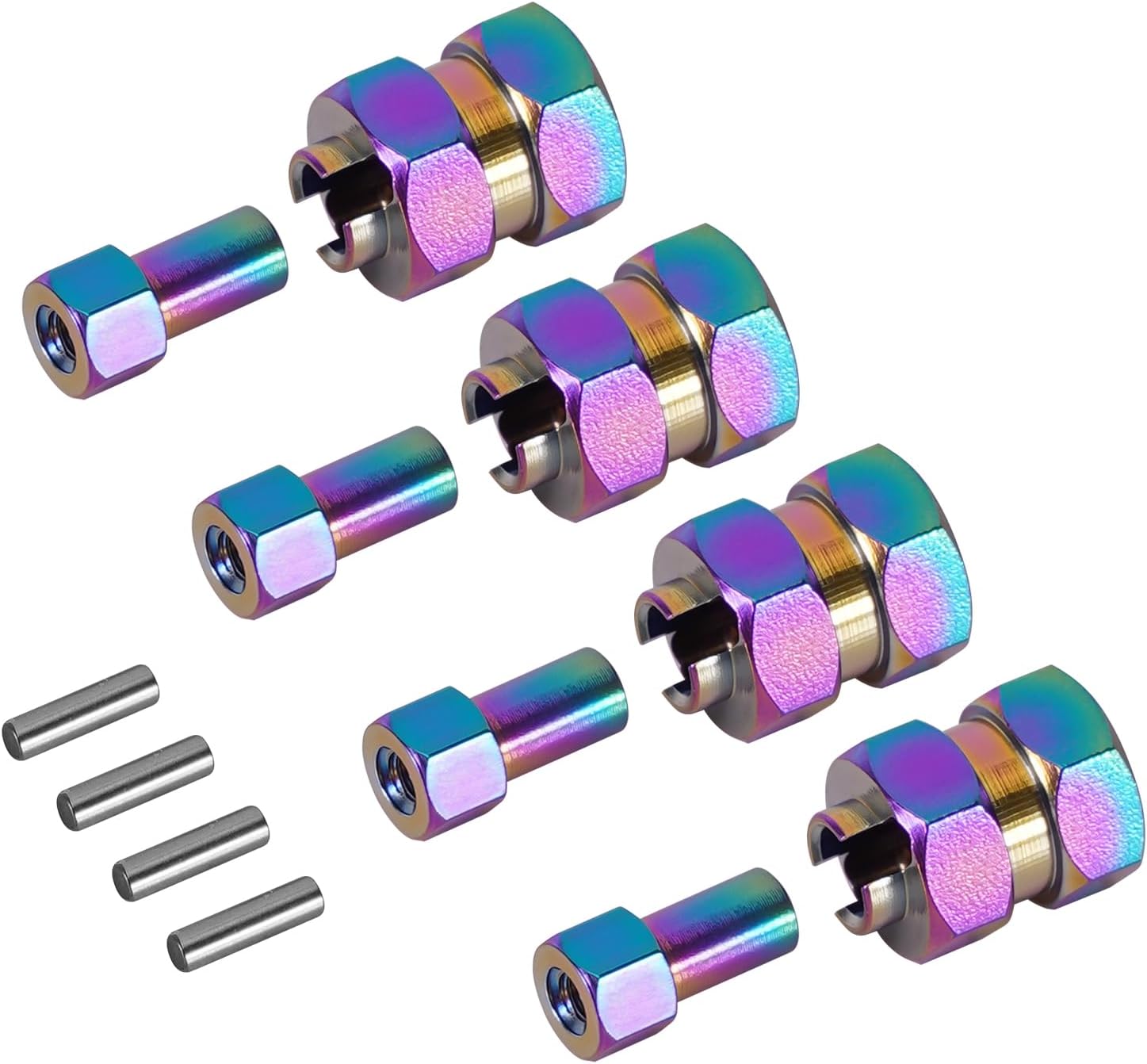Amazon.com: INJORA Rainbow Stainless Steel Wheel Hex Hub +5mm Extenders ...