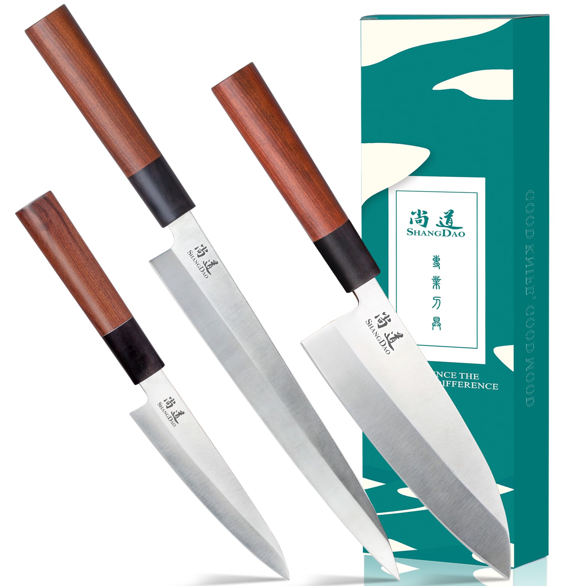 Amazon.com: SHANGDAO Japanese Kitchen Knife Set, 3 Piece Sushi Chef ...