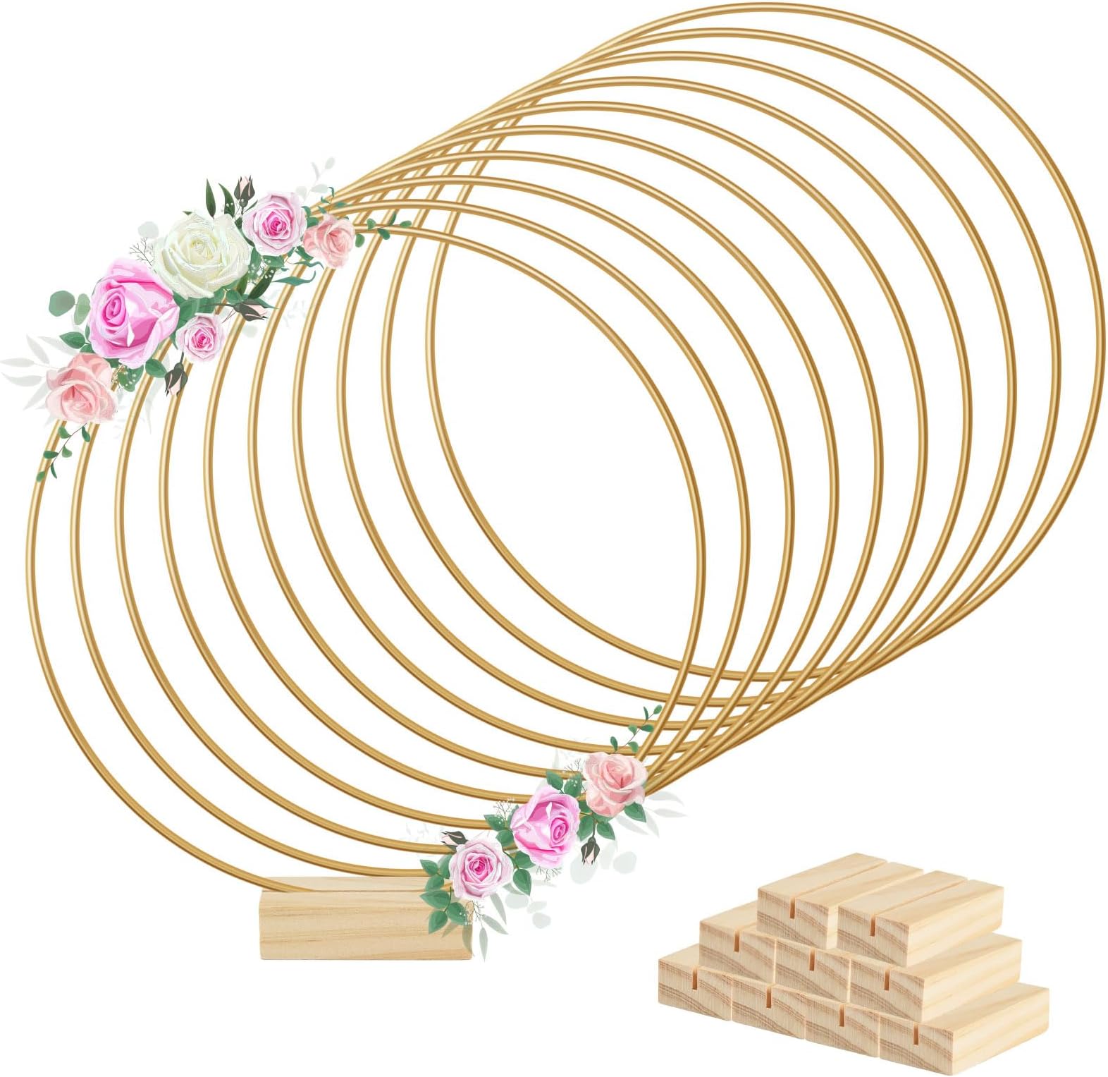 Amazon.com: FoldTier 12 Pack Floral Hoop Centerpieces Hoop Wreath with ...