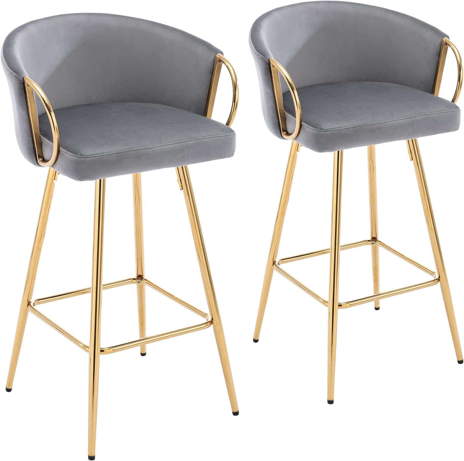 Amazon.com: Sidanli Gray Velvet Bar Stools-Set of 2, 24 Inch Bar Stools ...