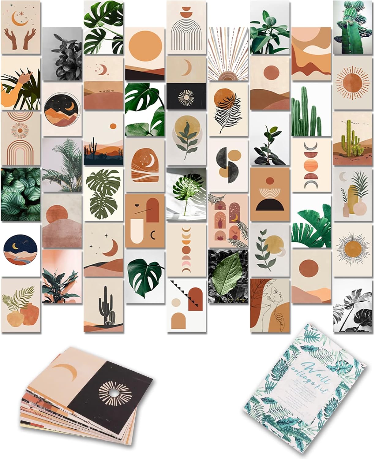 Amazon.com: Boho Leaf Photo Collage Kit - Aesthetic Bohemian Picture ...