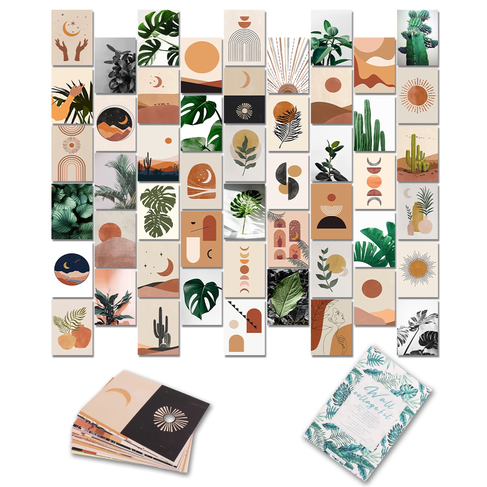 Buy Boho Leaf Photo Collage Kit - Aesthetic Bohemian Picture Sets Sun ...