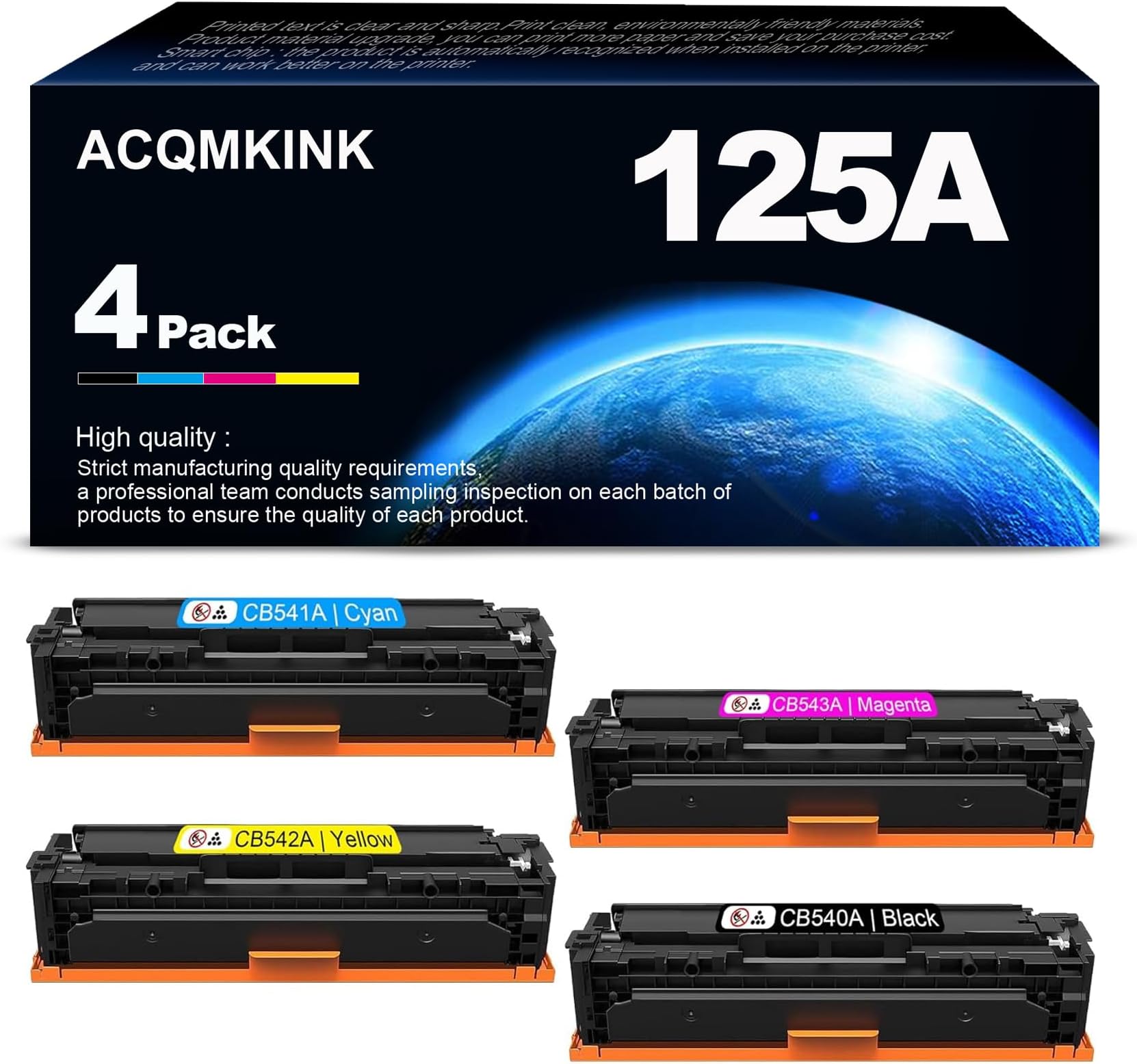 Amazon.com: 125A Toner Cartridges 4 Pack Replacement for HP 125A CB540A ...