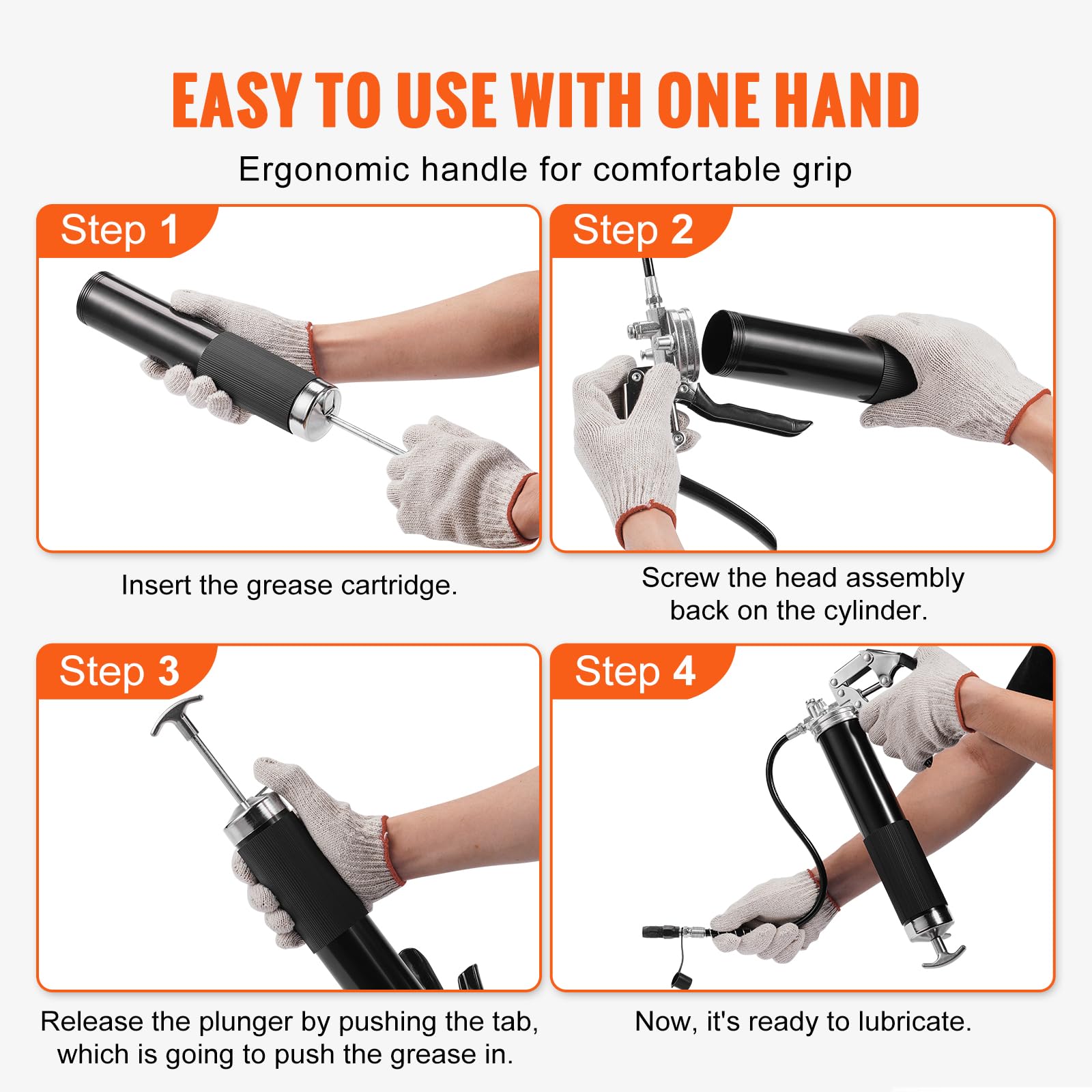 Snapklik.com : VEVOR Grease Gun, 6000 PSI Heavy Duty Pistol Grip Grease ...