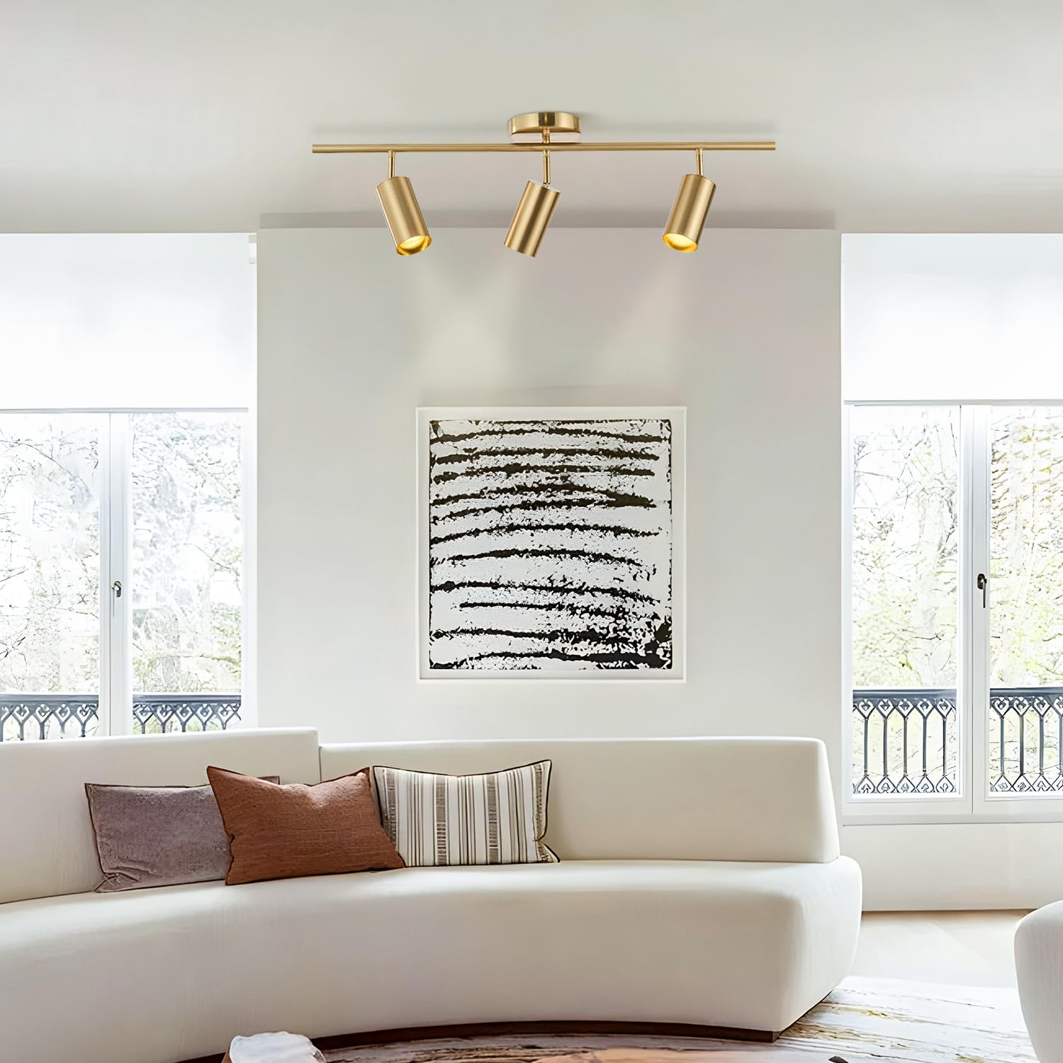 Snapklik.com : Brushed Brass Gold 3-Lights LED Adjustable Track ...