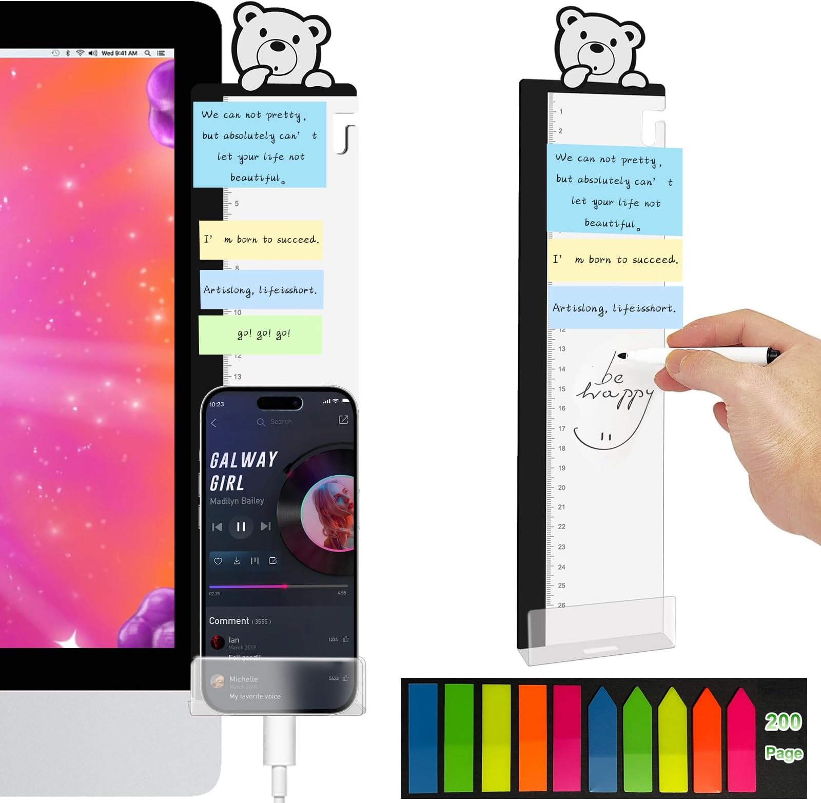 Amazon.com : 2pcs Office Desk Accessories Monitor Memo Board Computer ...