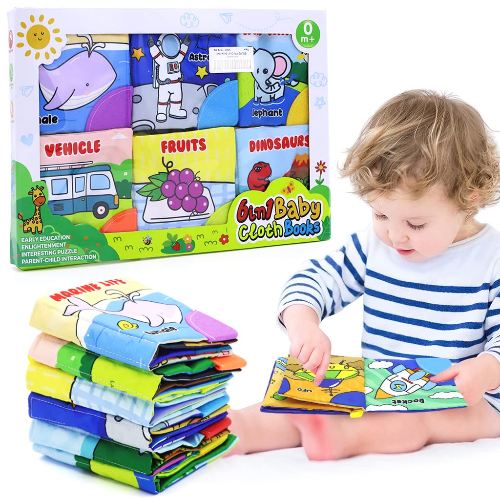 SNOWIE SOFT® 6 PCS Cloth Books for Babies, Baby Learning Book Set with ...
