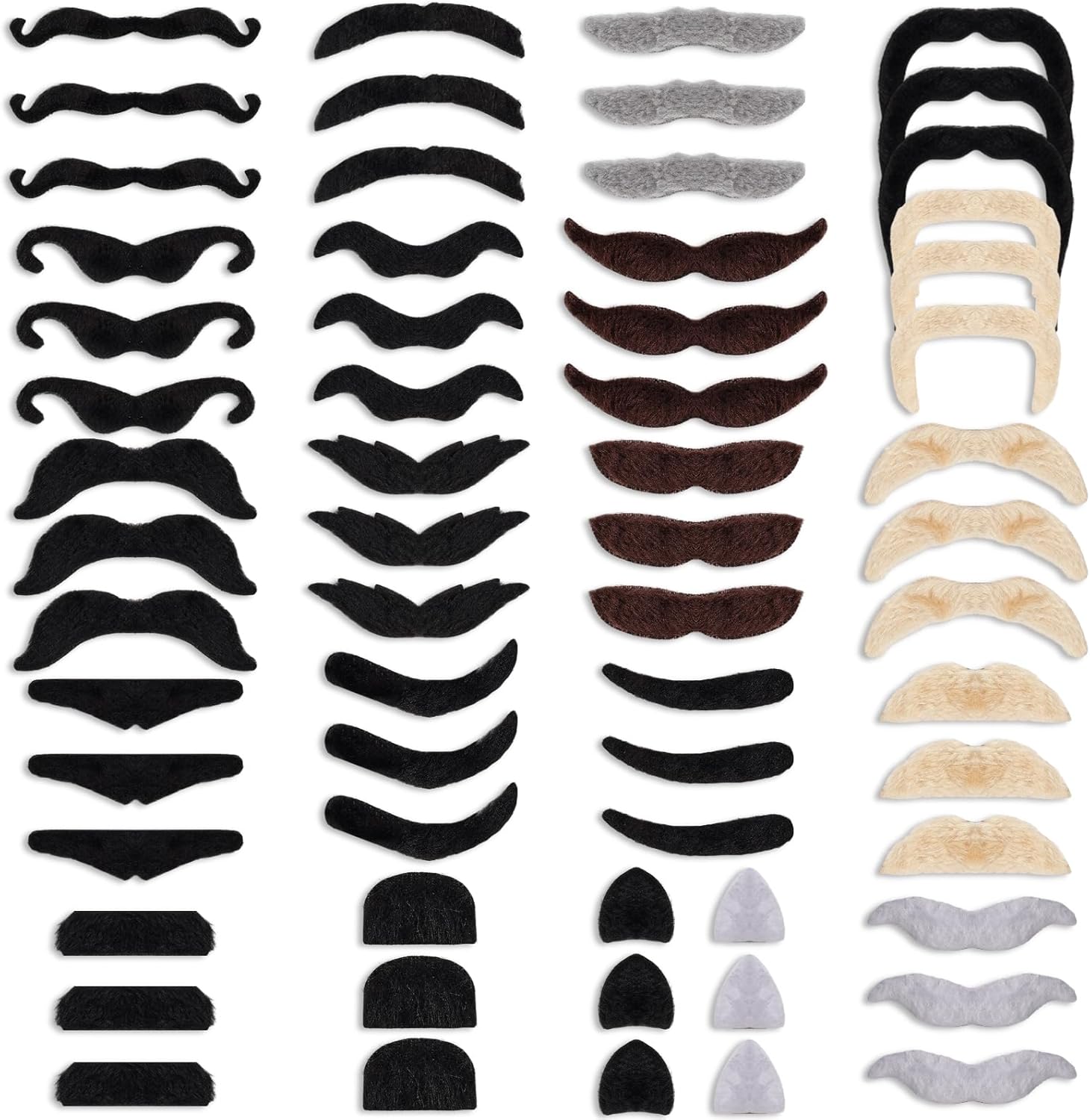 60Pcs Self Adhesive Fake Mustache 20 Styles Fake Beard Stick on ...