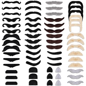 Amazon.com: 60Pcs Self Adhesive Fake Mustache 20 Styles Fake Beard ...