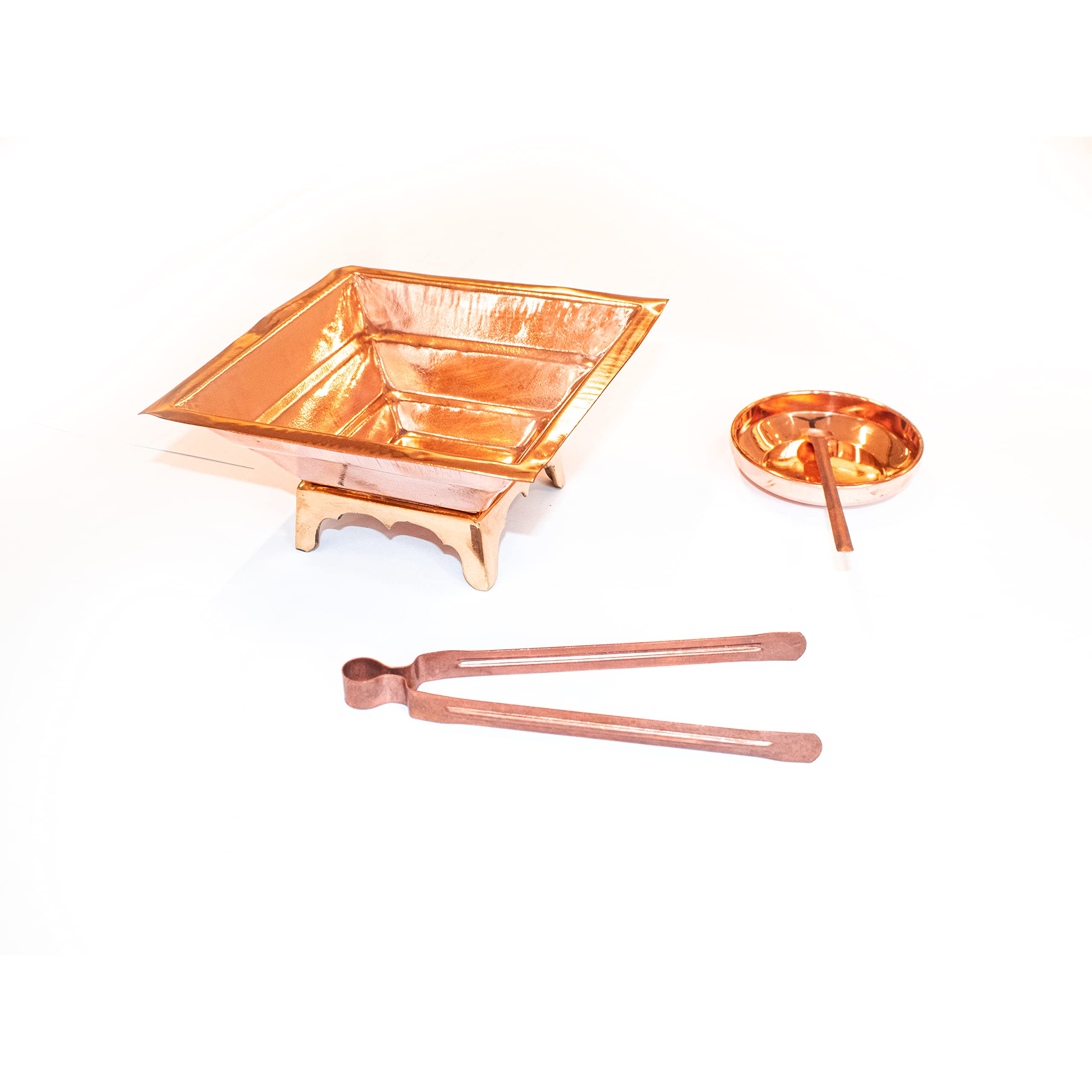 Swaha Traditional Copper Havan Kund Set with Copper Aachmani Spoon ...
