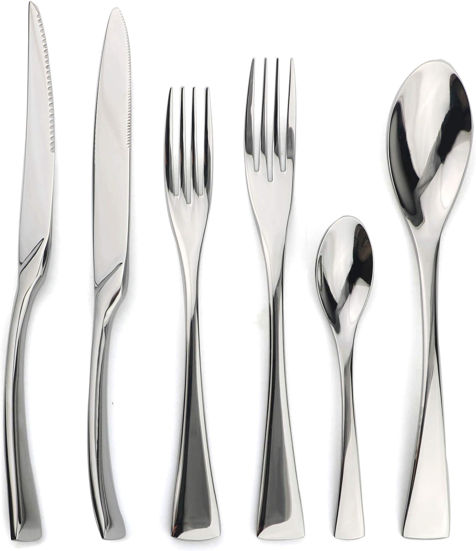 Amazon.com: JANKNG 18/10 Stainless Steel Flatware Set, Serrated Steak ...