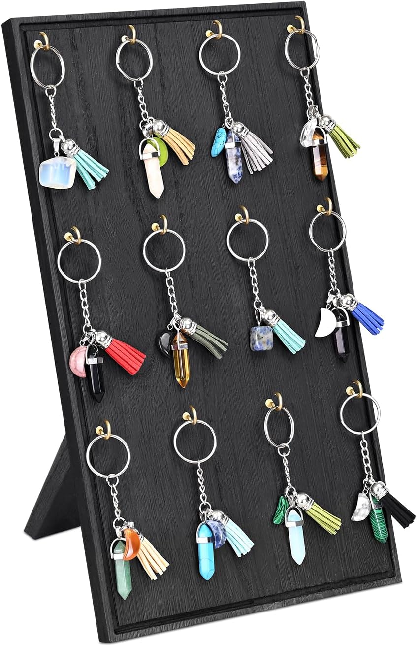 Amazon.com: Ikee Design Wooden Jewelry Display Stand with 12 hooks ...