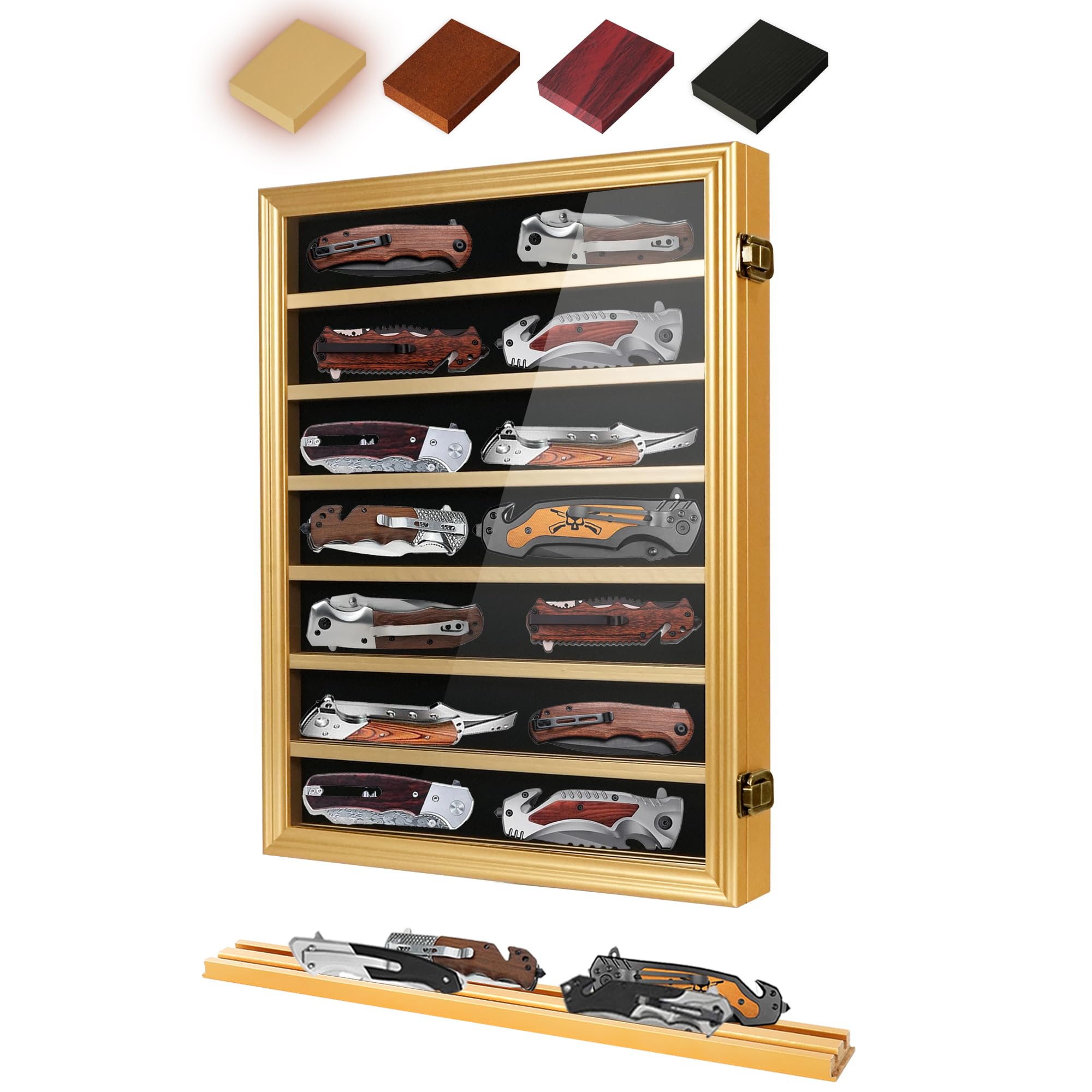 Amazon.com: ASmileIndeep Pocket Knife Display Case 7 Rows Lockable ...