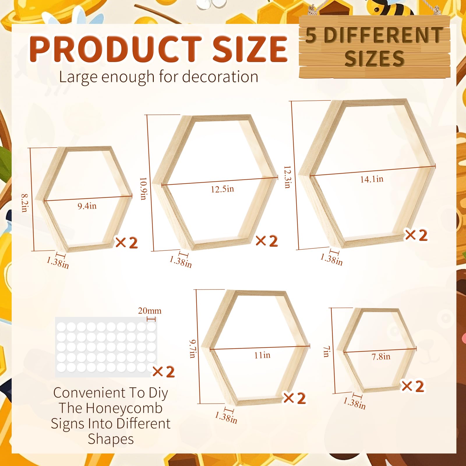 Snapklik.com : Gerrii 10 Pcs Honey Comb Decorations 5 Sizes Wood ...