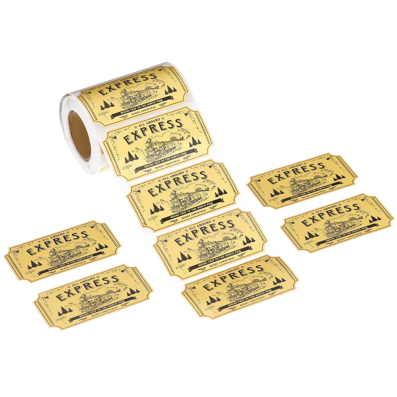 Amazon.com: 300 Pcs Christmas Stickers Gold Believe Train Stickers ...