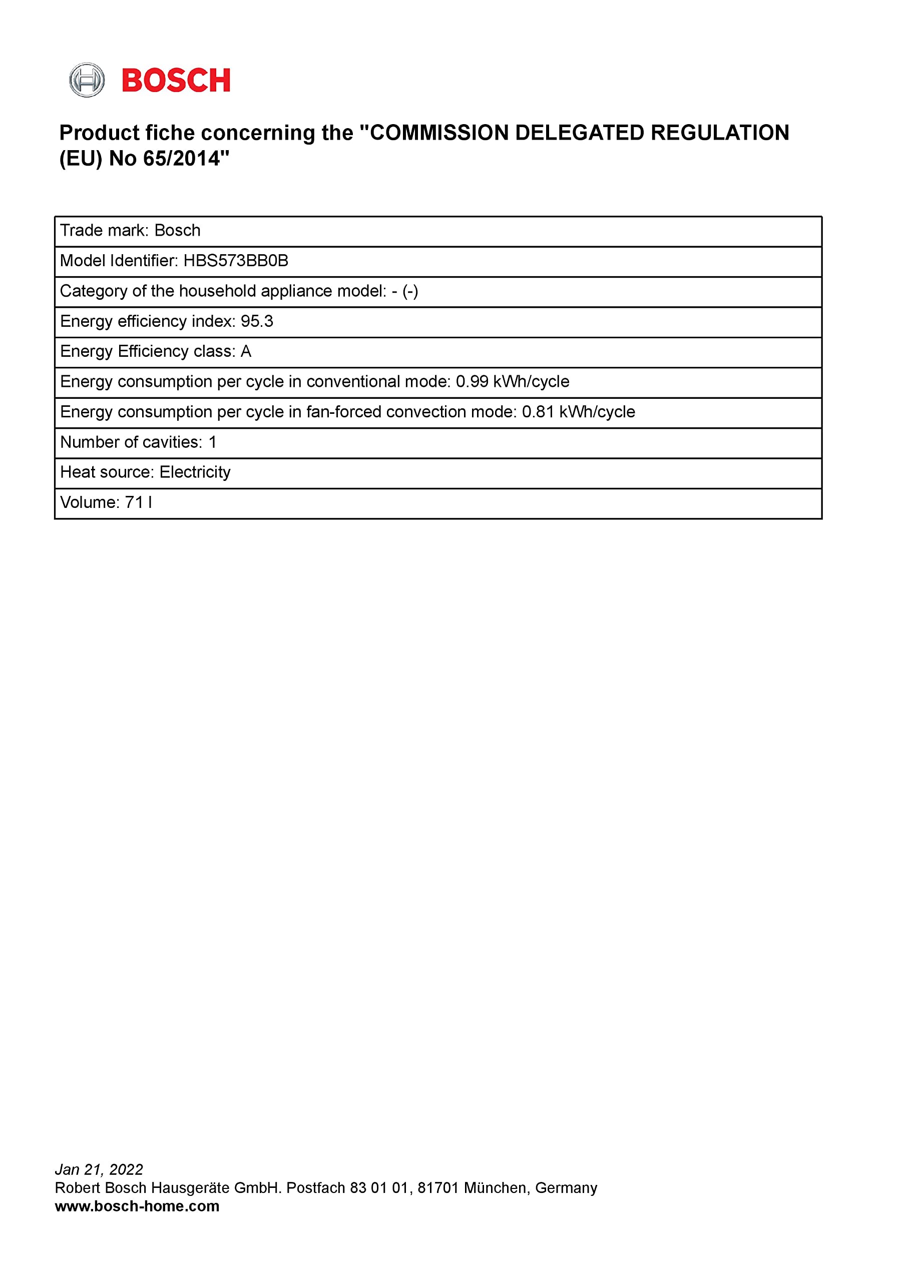Bosch Home & Kitchen Appliances Bosch HBS573BB0B Serie 4 Built-in Oven ...