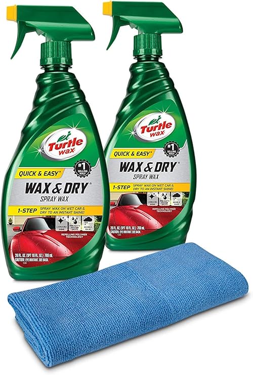 Turtle Wax 50834 1-Step Wax & Dry-26 oz. Double Pack with Microfiber ...