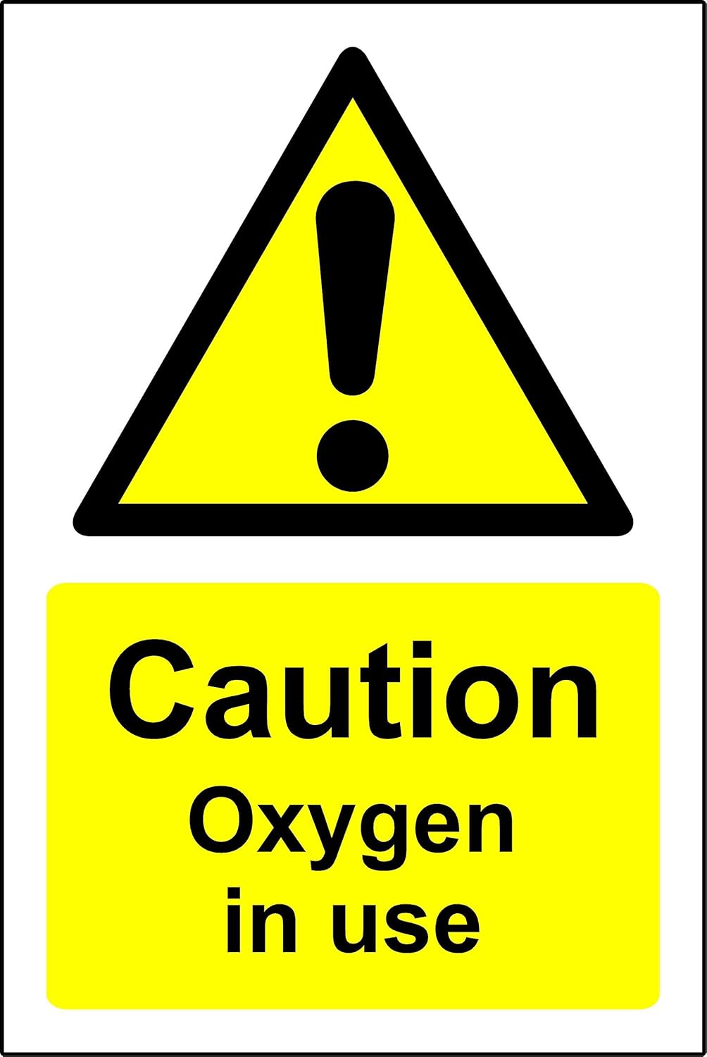 Caution oxygen in use Safety sign - Self adhesive sticker 200mm x 150mm ...